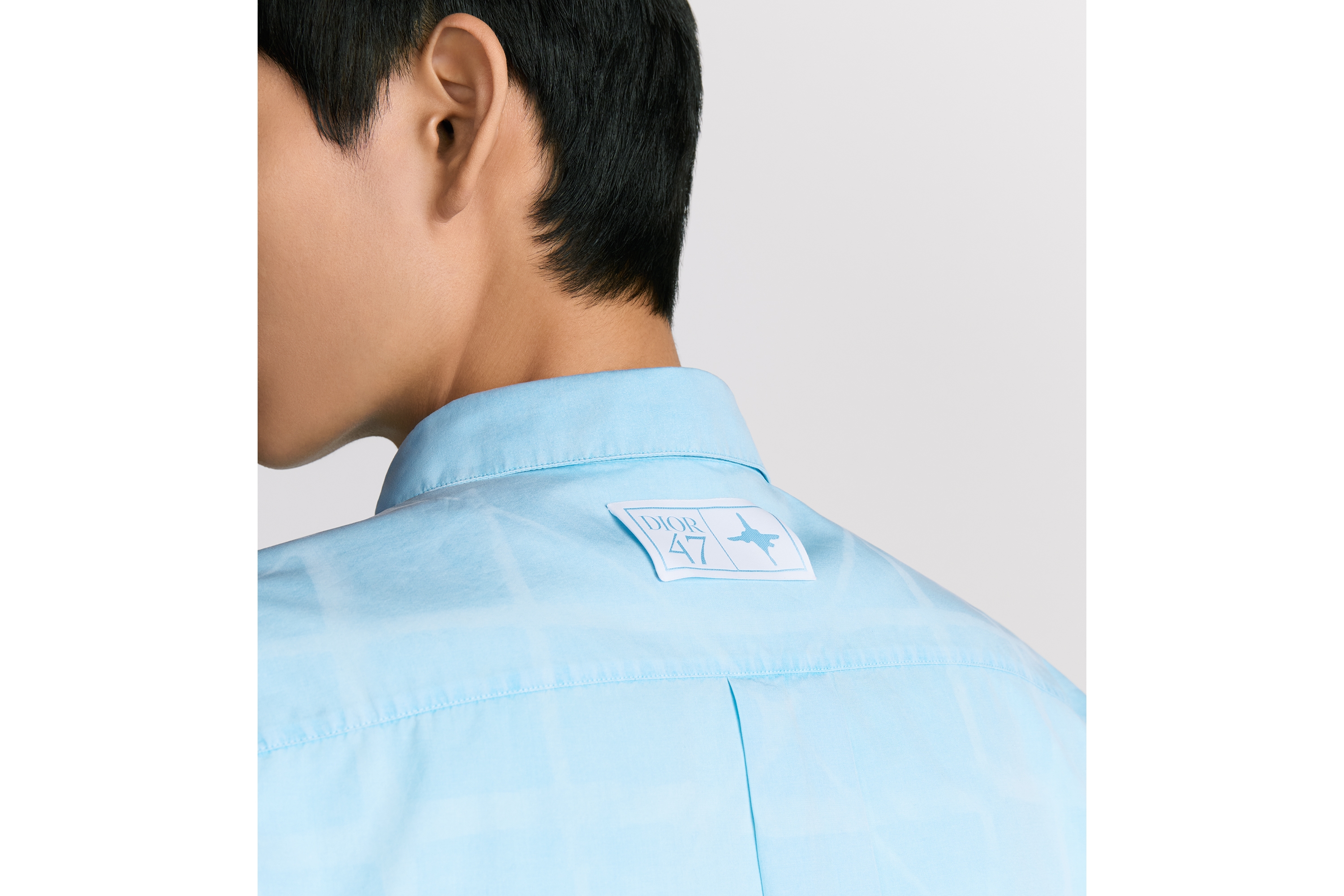 DIOR AND LEWIS HAMILTON Short-Sleeved Shirt Blue Cotton Poplin | DIOR