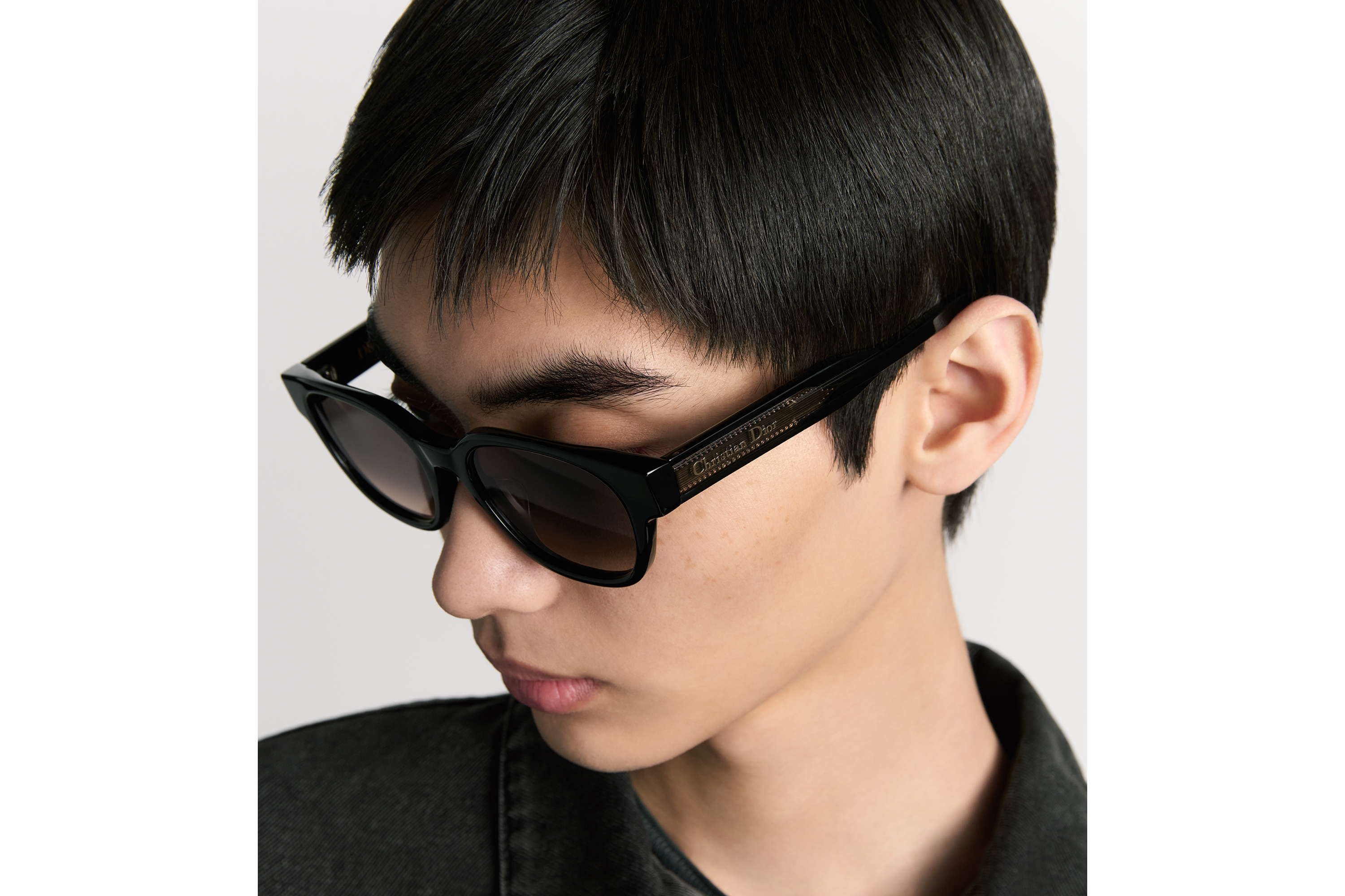 ป้าย Christian Dior R1F แว่นตากันแดดทรงแพนโทสสีดําและสีเบจ | DIOR