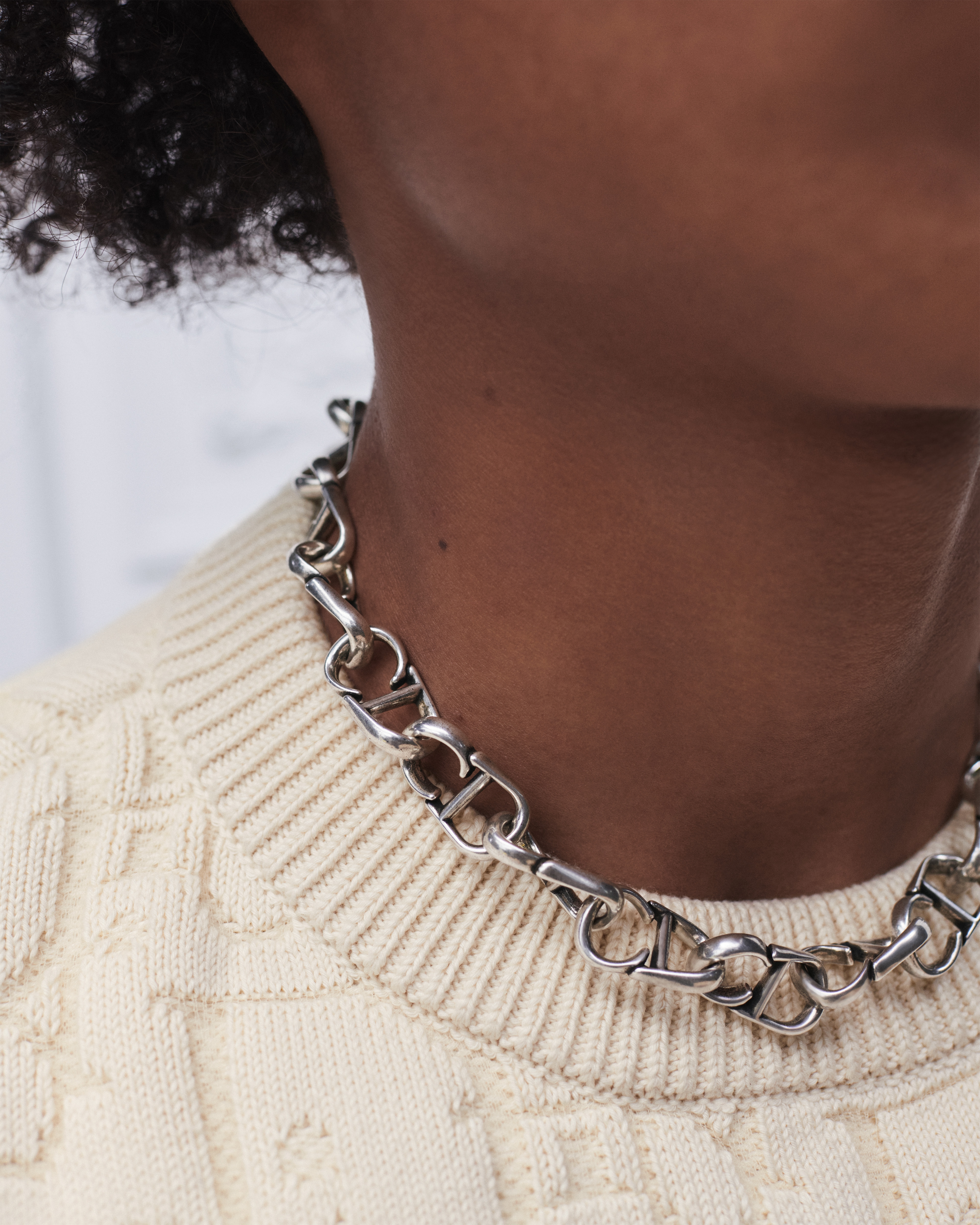 CD Icon Chain Link Necklace Antique-Finish Silver | DIOR
