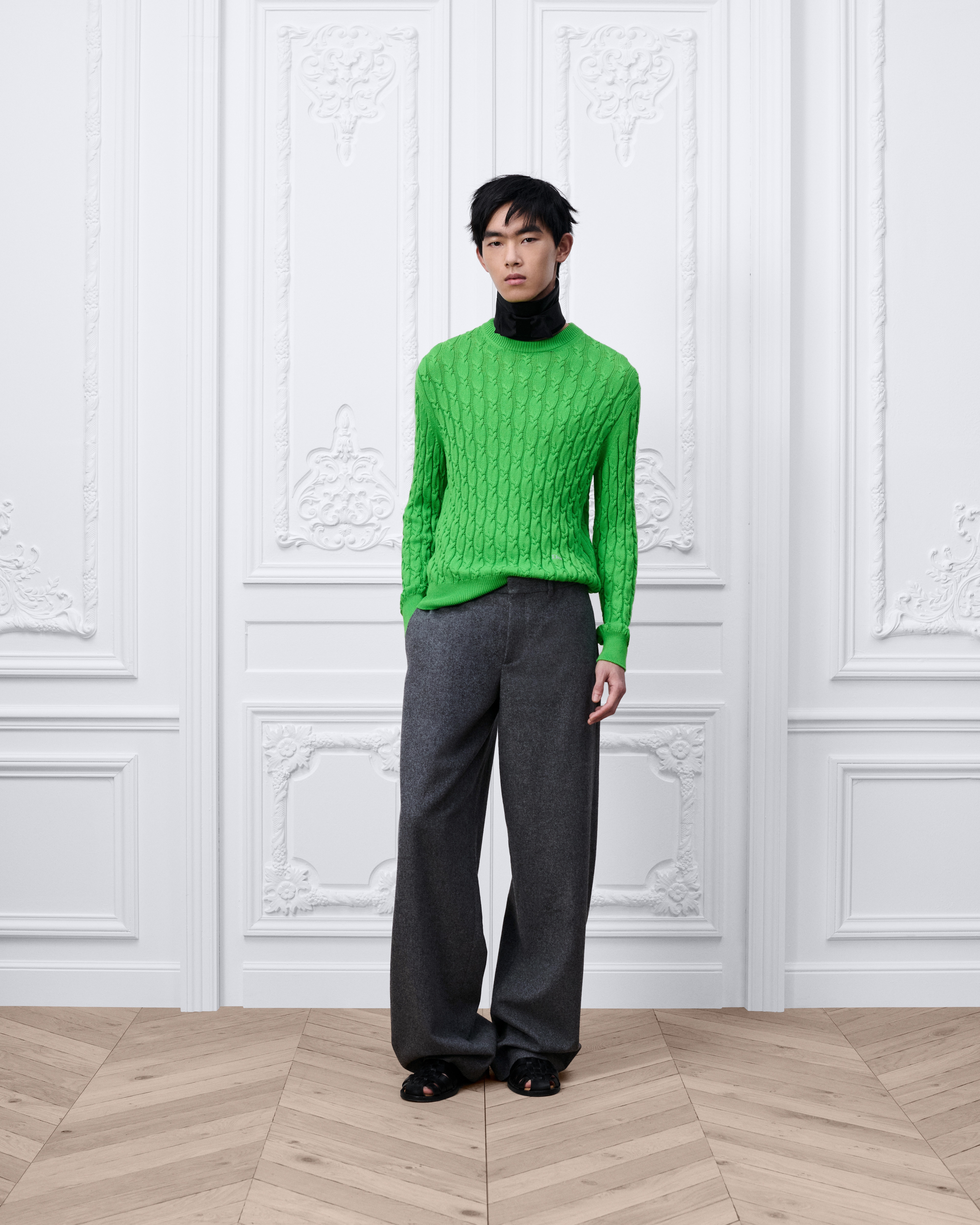 Cable-Knit Sweater Green Cotton Knit | DIOR