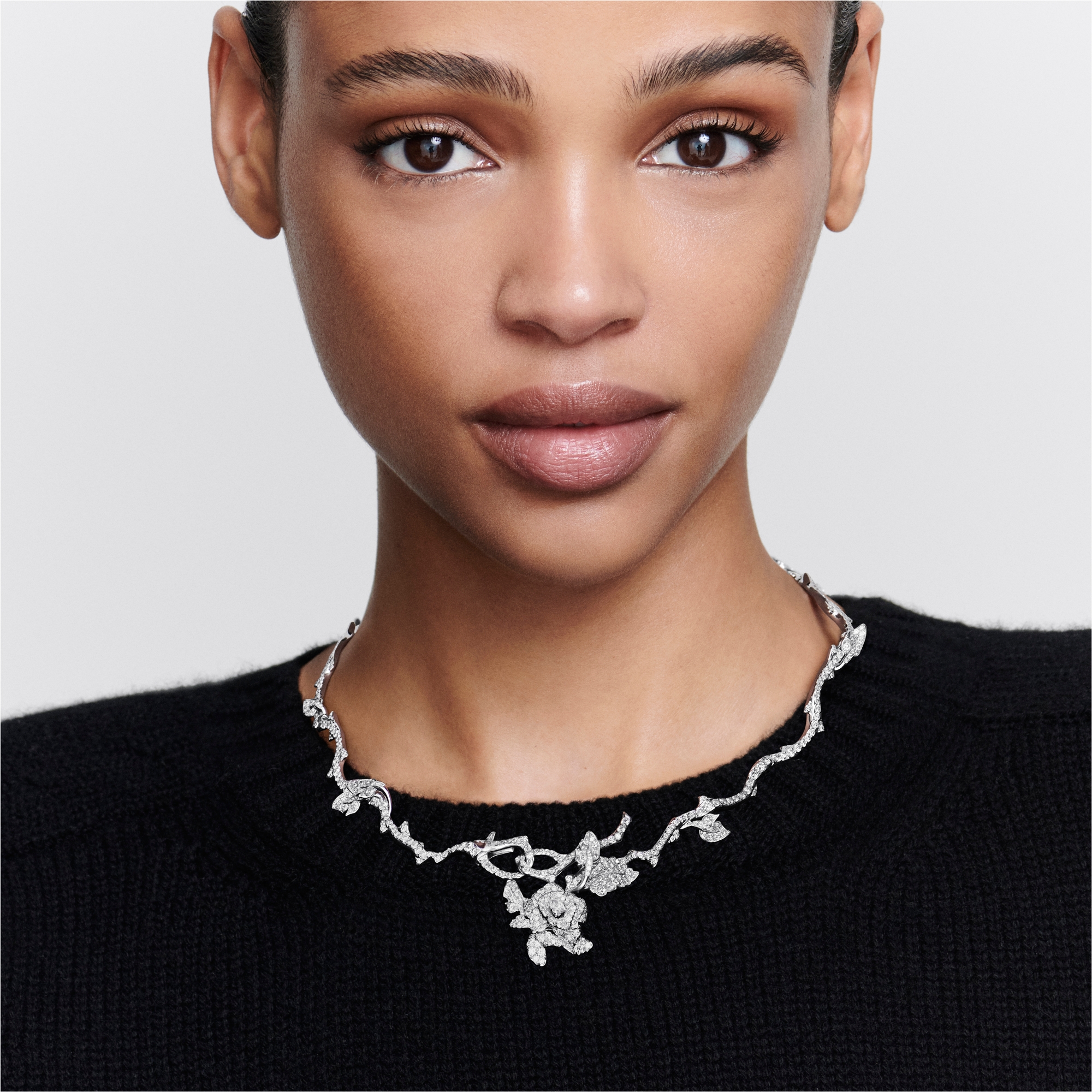 Collier Rose Dior Bagatelle Or blanc et diamants | DIOR