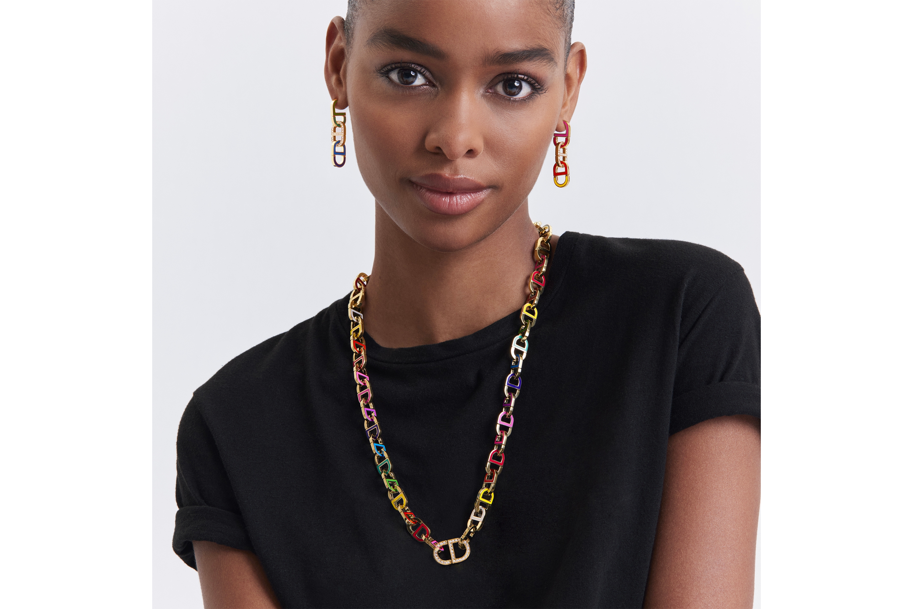 Color Dior Earrings Yellow Gold, Diamonds and Lacquer | DIOR