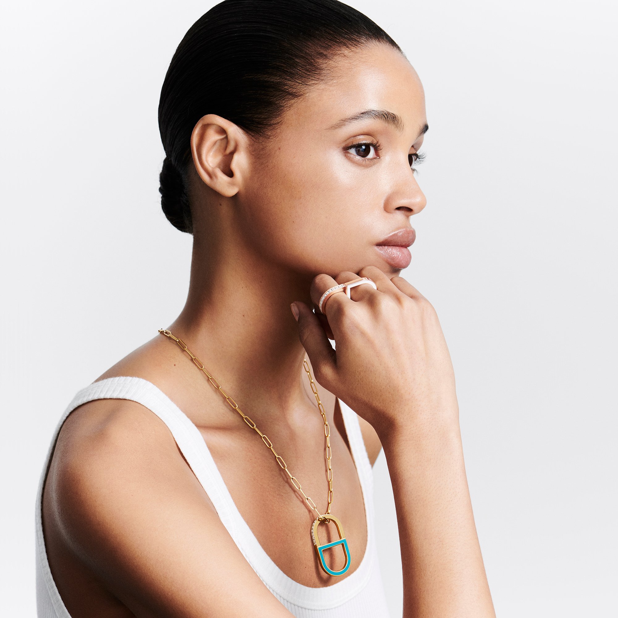 Color Dior Modular Necklace and Ring Pink Gold, Diamonds and Lacquer | DIOR