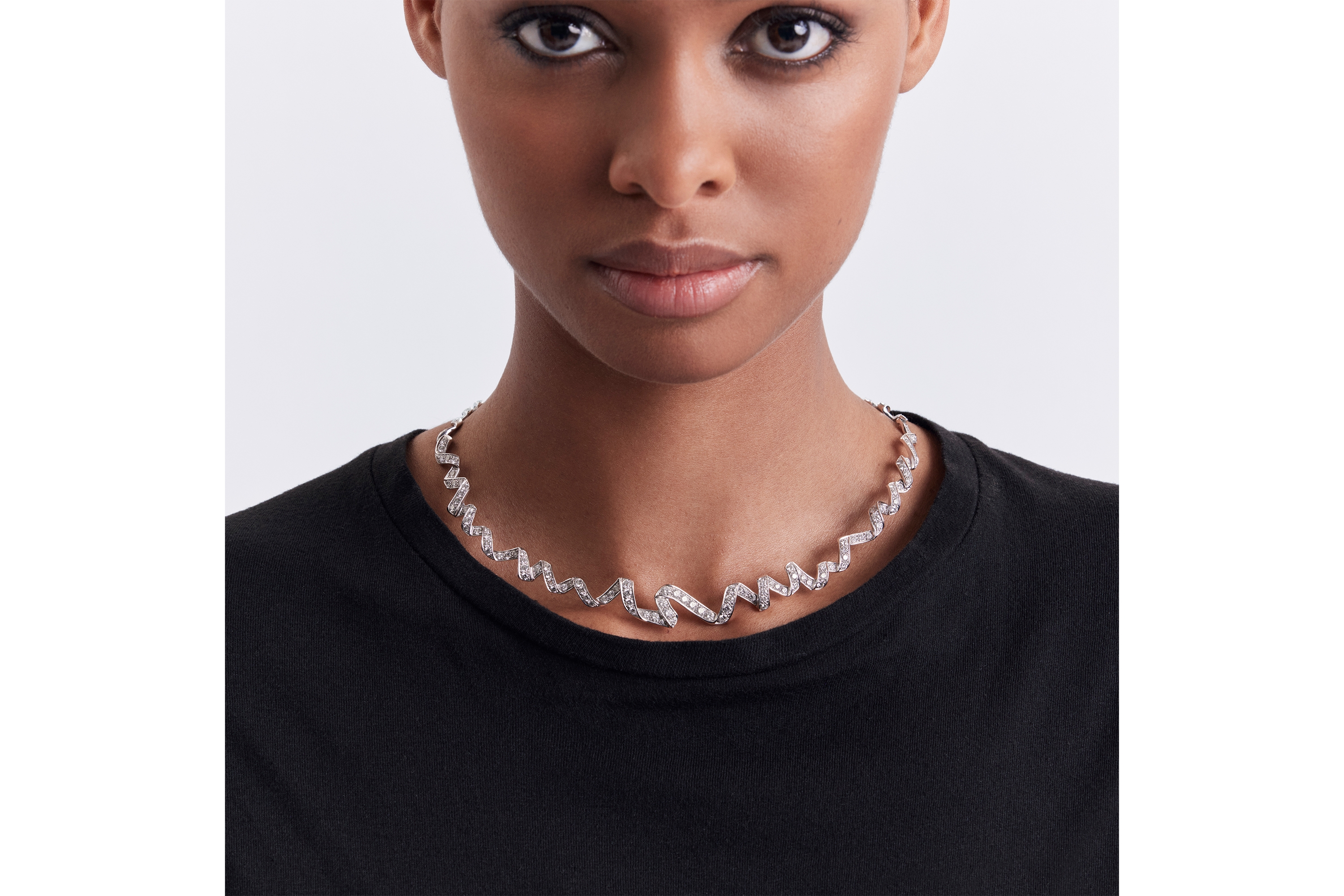 Collier Couture Dior Or blanc et diamants | DIOR