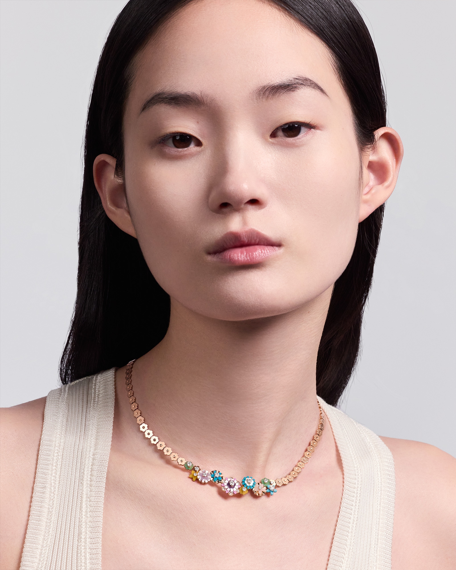 Diorigami Necklace Pink Gold, Diamonds, Chrysoprase, Turquoise, Yellow ...