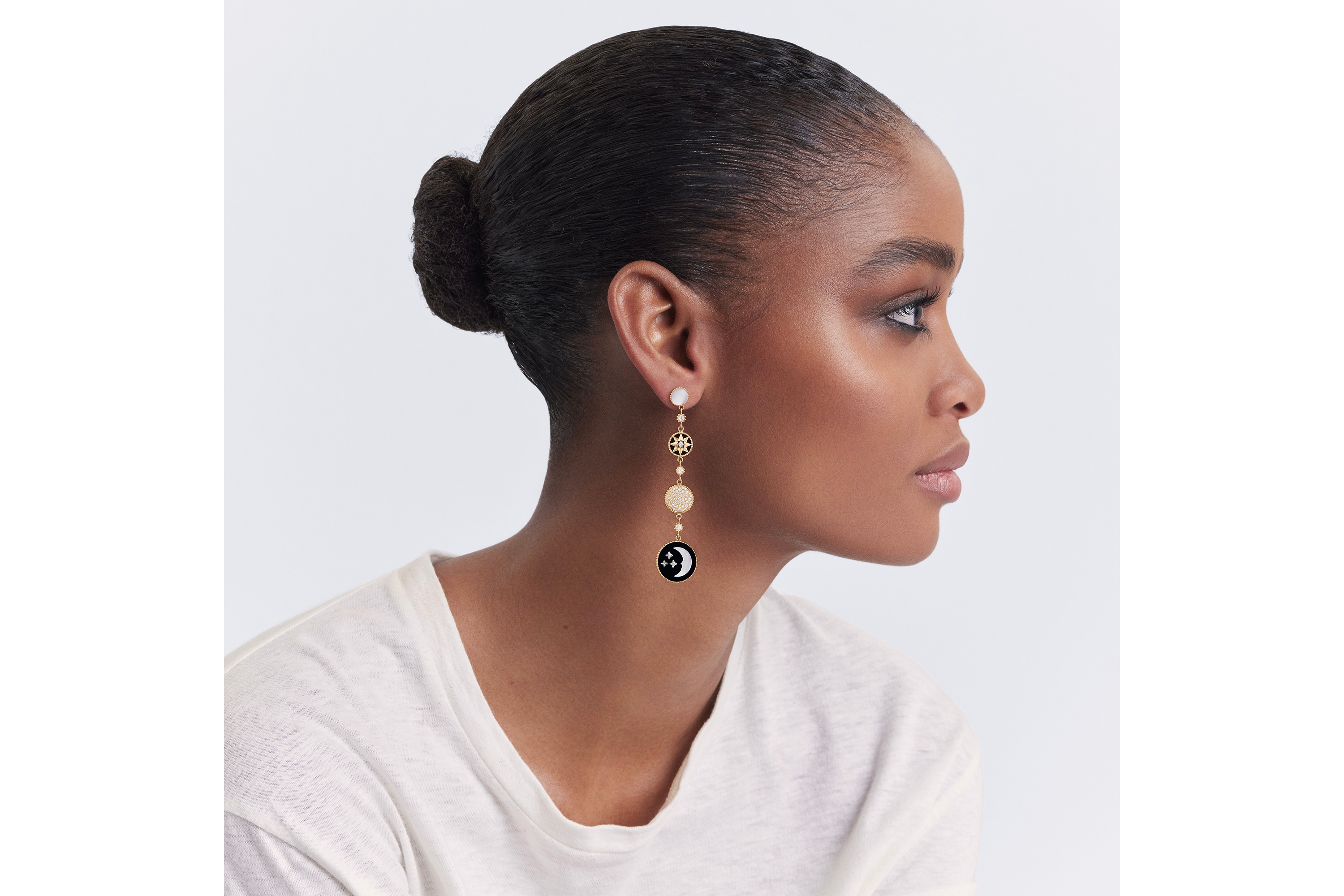 Rose des Vents and Rose Céleste Earrings Yellow and White Gold, Diamond, Mother-of-Pearl and ...