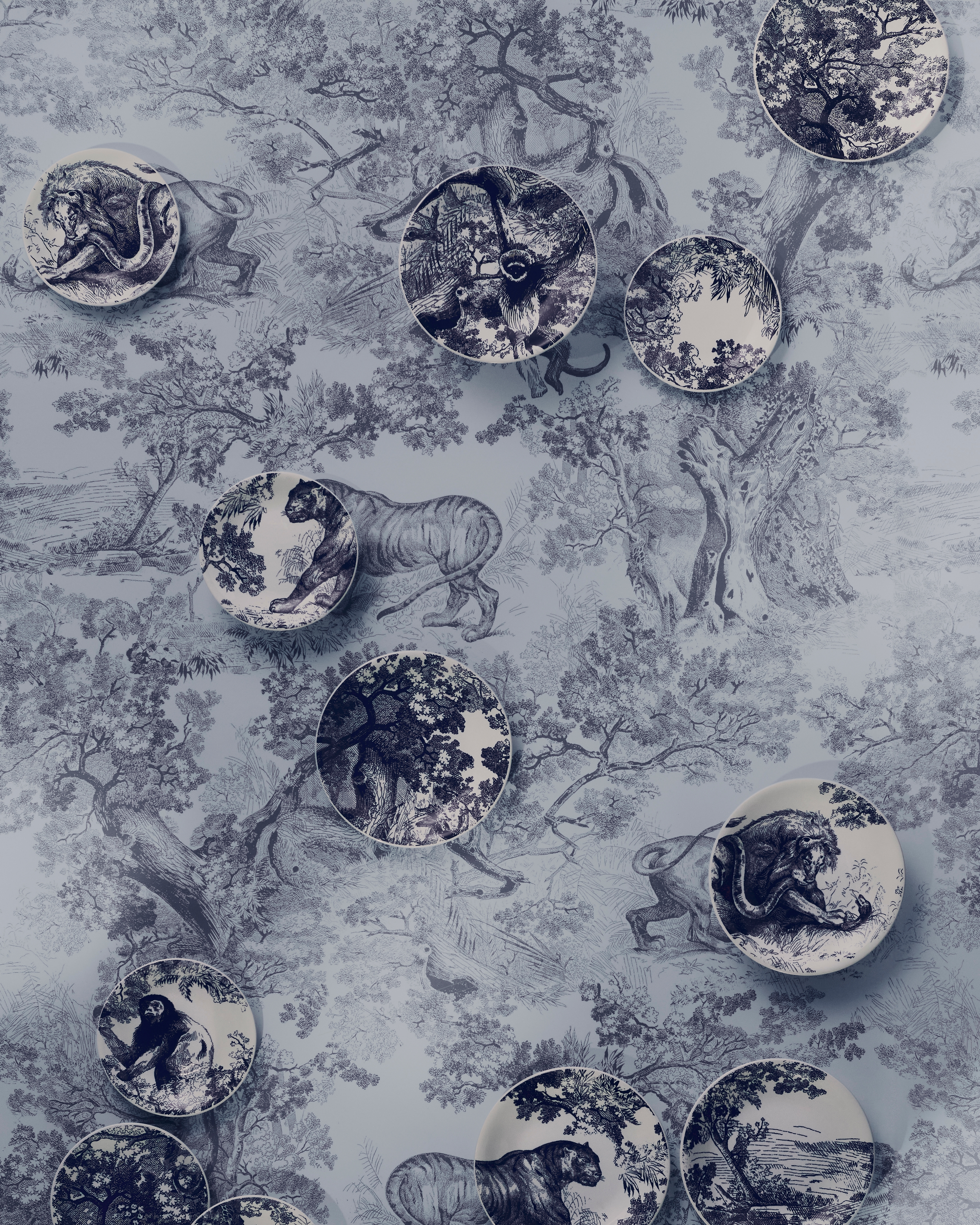 Set of Six Dinner Plates Toile de Jouy, Blue | DIOR