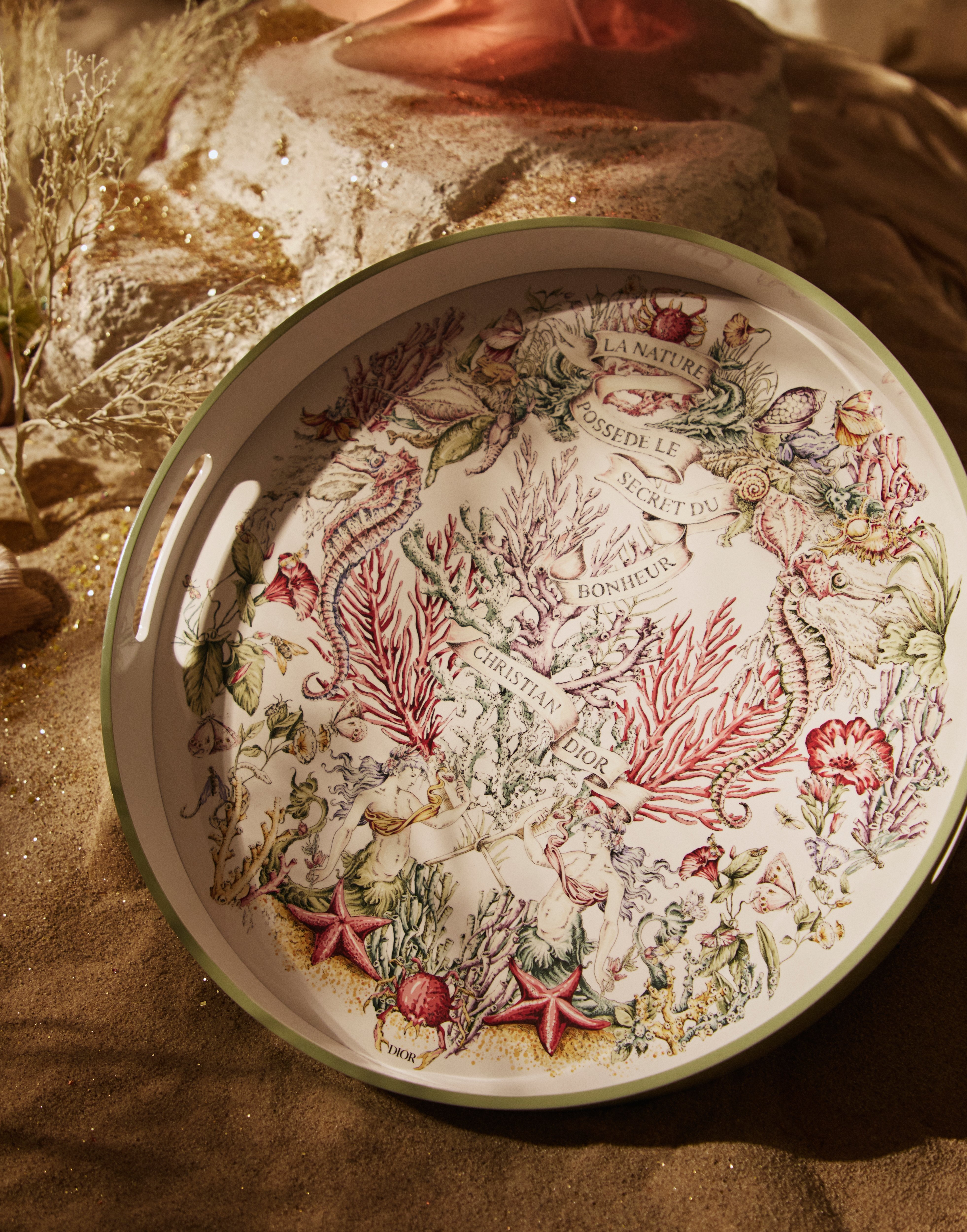 Large Round Tray Lacquered Wood with Multicolor Dior Cabinet de la Mer ...