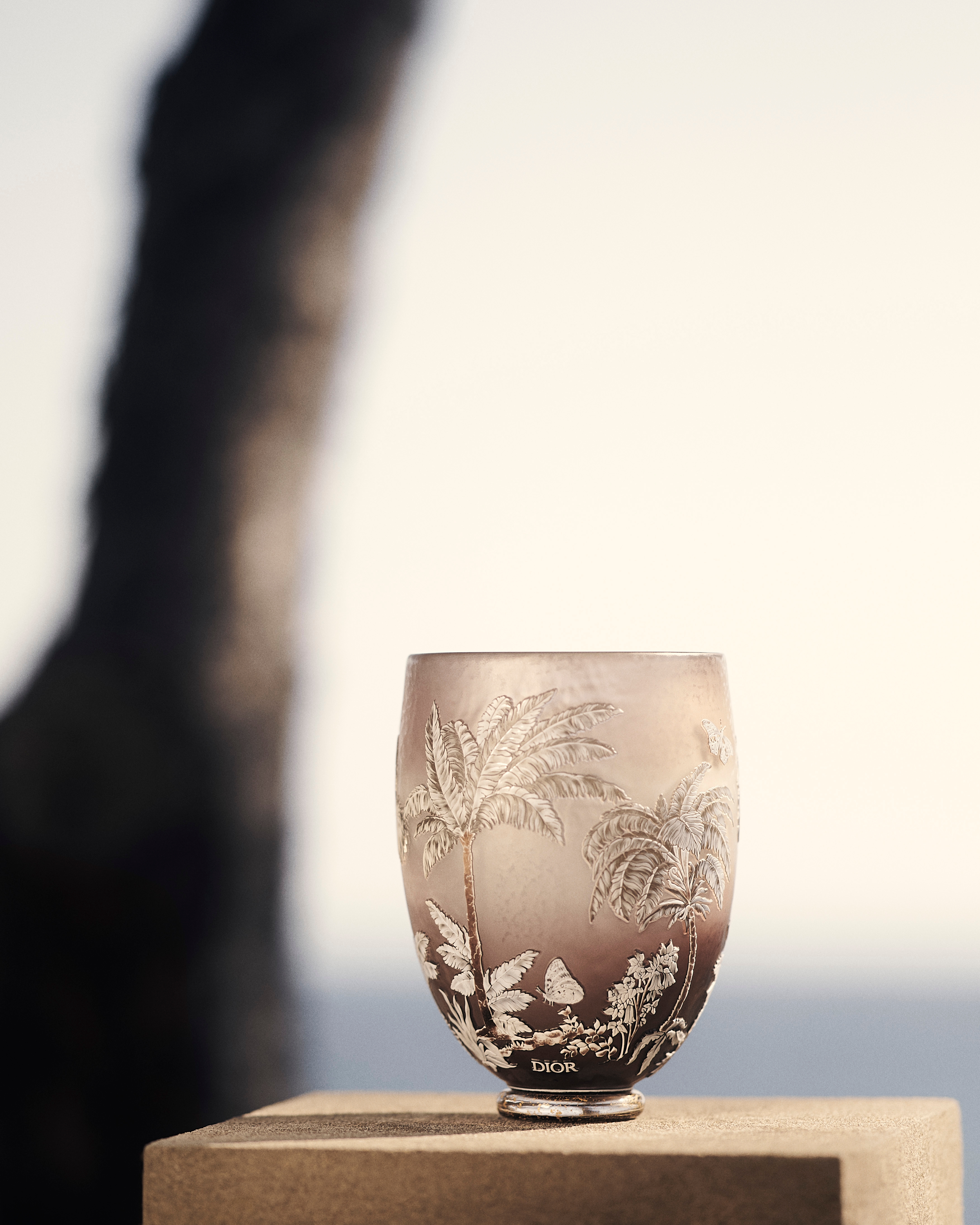 Vase Cameo Glass with Toile de Jouy Palms Motif | DIOR