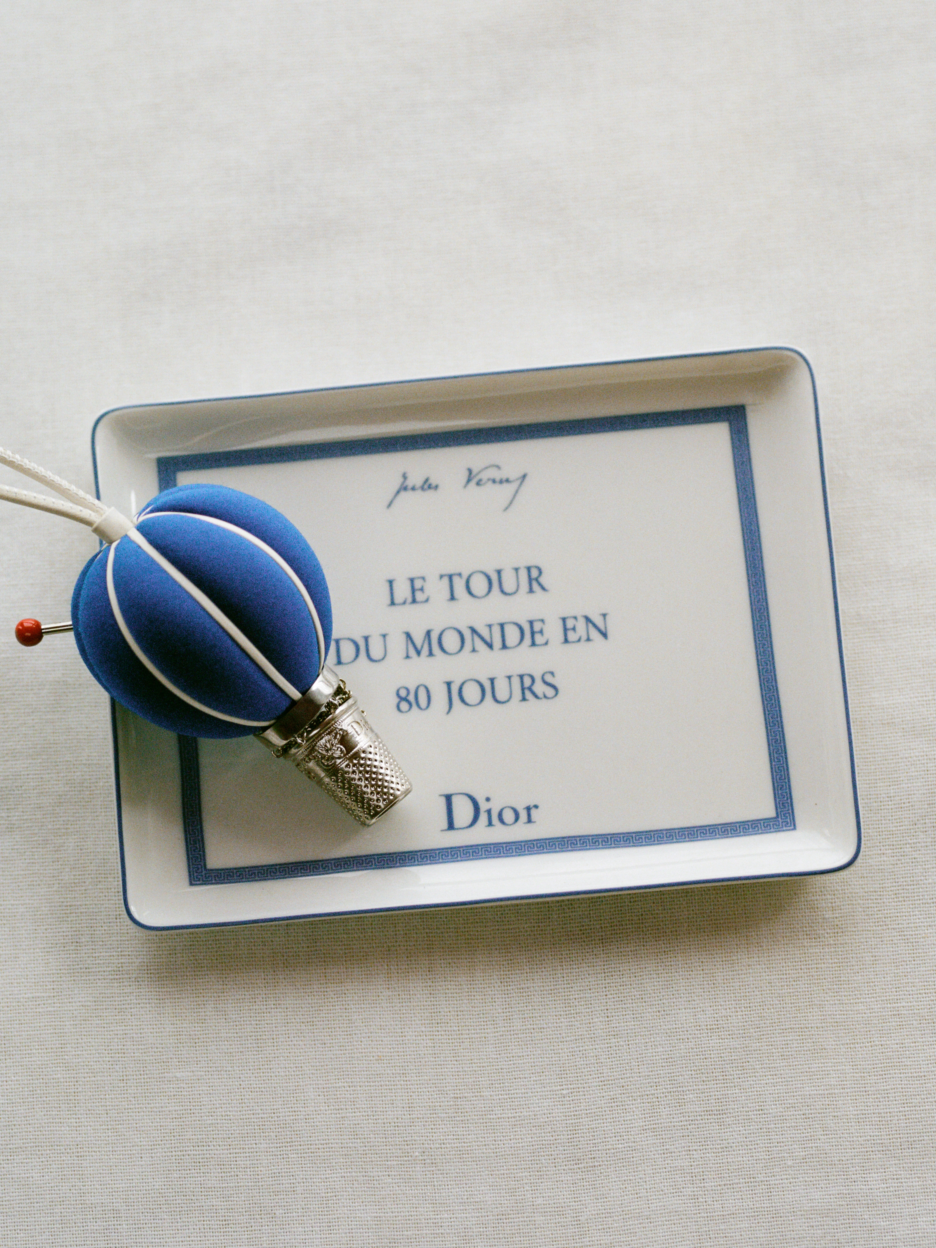Trinket Tray White Porcelain with Blue Book Cover Motif | DIOR