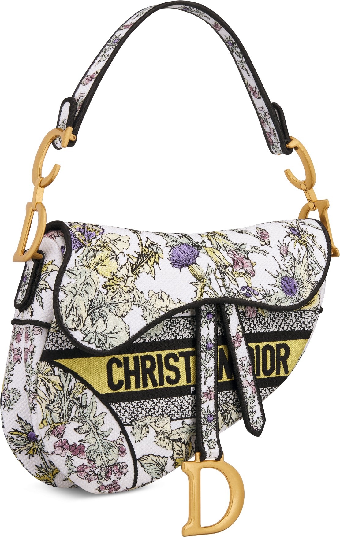 Saddle Bag Latte Embroidery with Yellow Multicolor Dior Chardons Motif ...