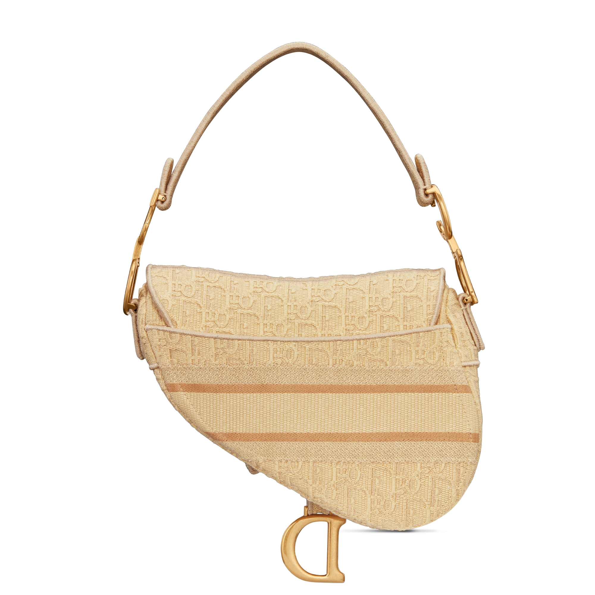 Saddle Bag Beige Dior Oblique Embroidered Raffia | DIOR
