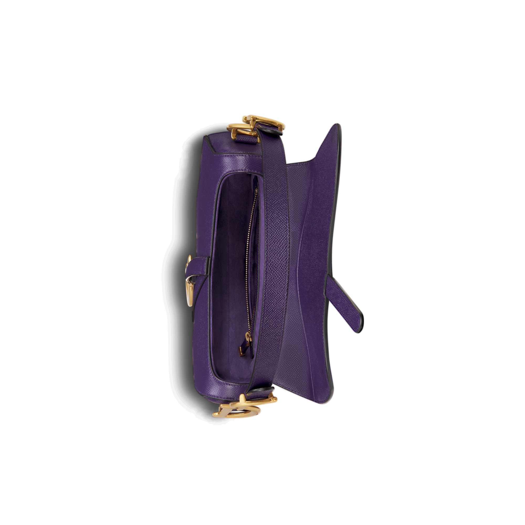 Saddle Bag mit Trageriemen Genarbtes Kalbsleder in sattem Lila | DIOR