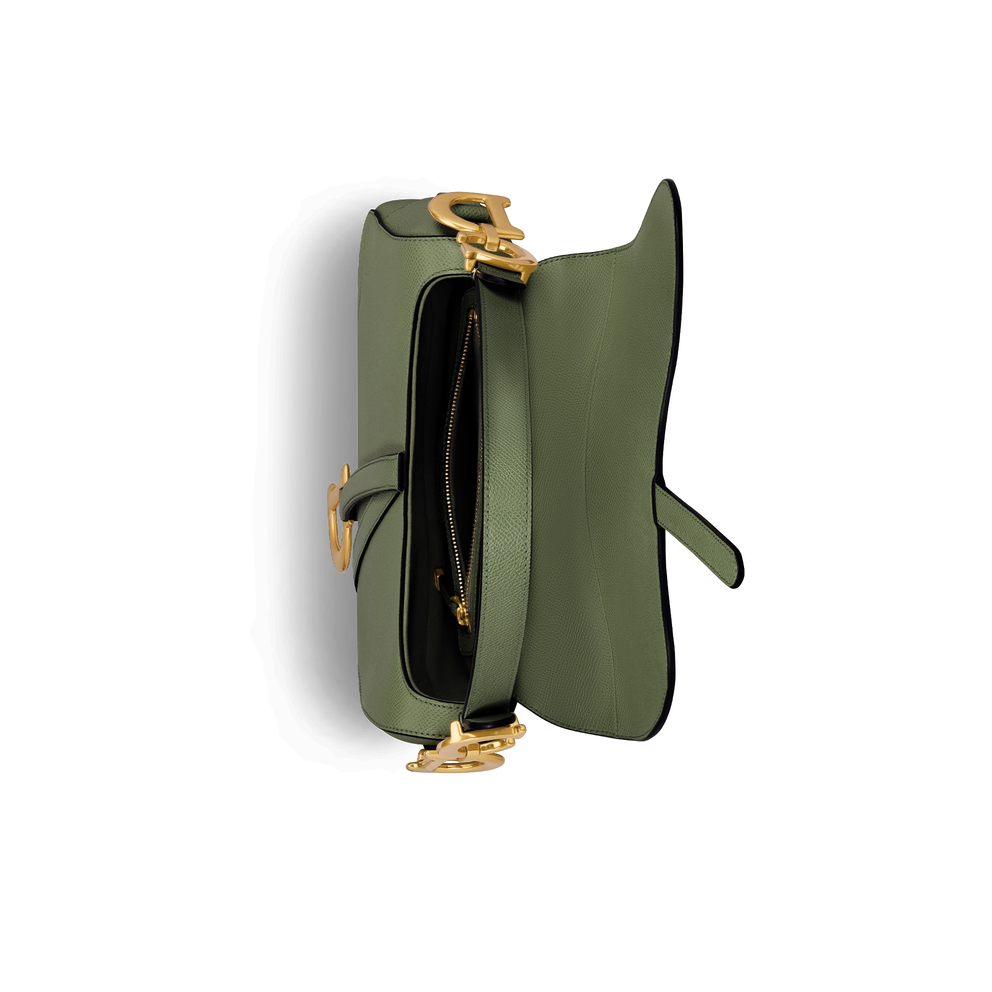 Bolso Saddle con bandolera Piel de becerro graneada verde cedro | DIOR
