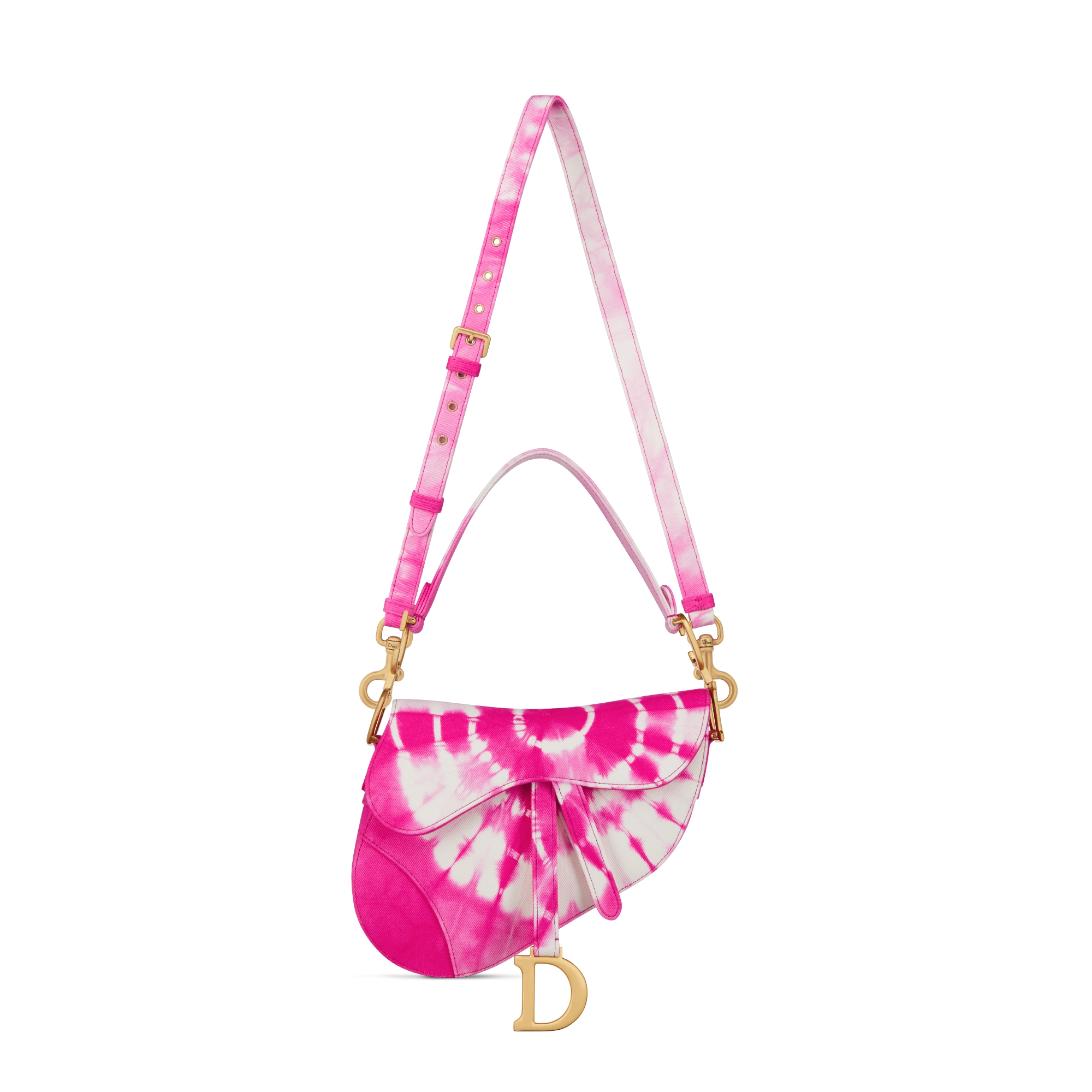 Miss Dior Saddle Bag with Strap Fuchsia Tie & Dior Denim | DIOR