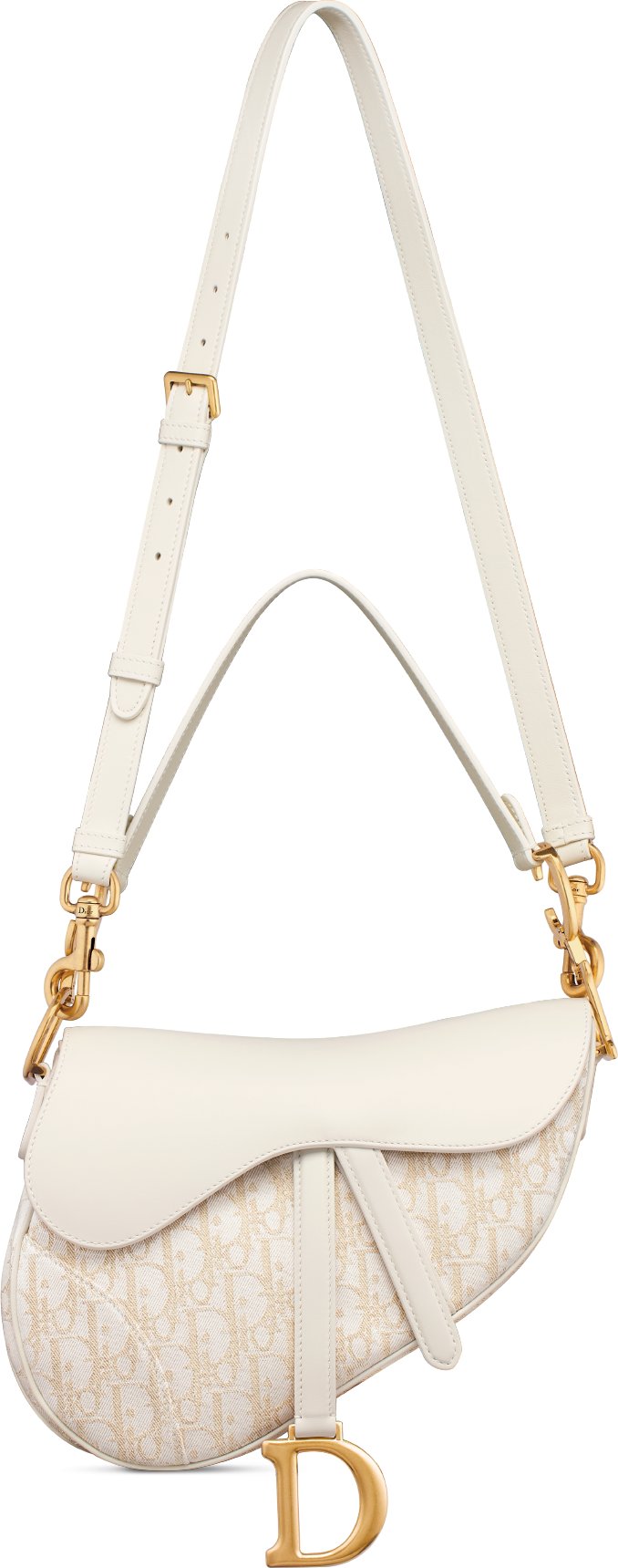 Saddle Bag with Strap Latte Smooth Calfskin and Dior Oblique Denim with ...