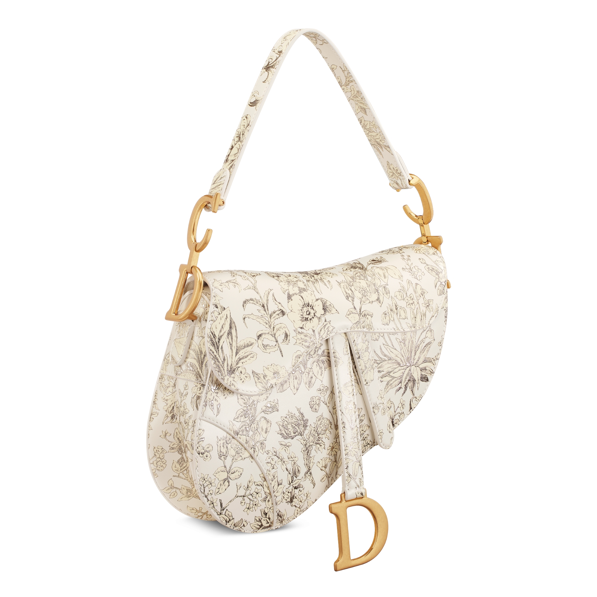 Saddle Bag with Strap Latte Calfskin with Gold-Tone Millefiori Print | DIOR