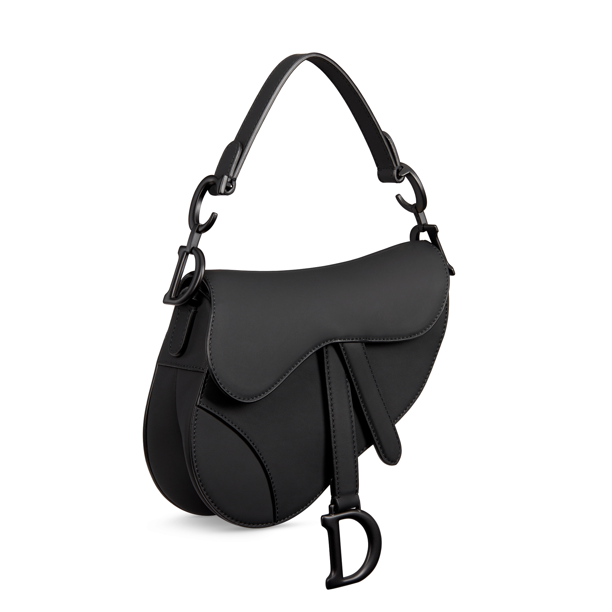 Mini Saddle Bag with Strap Black Ultramatte Calfskin | DIOR