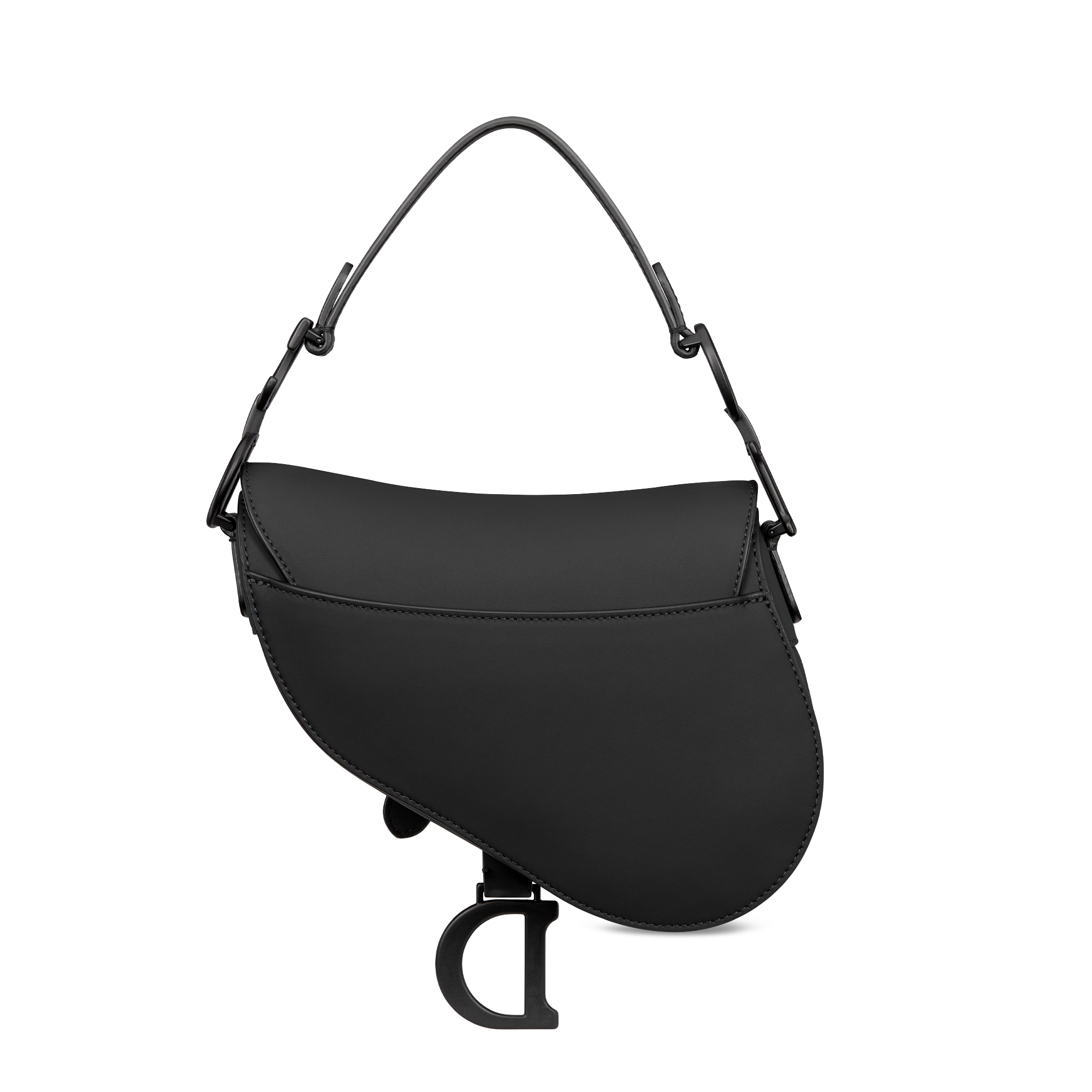 Mini Saddle Bag with Strap Black Ultramatte Calfskin | DIOR