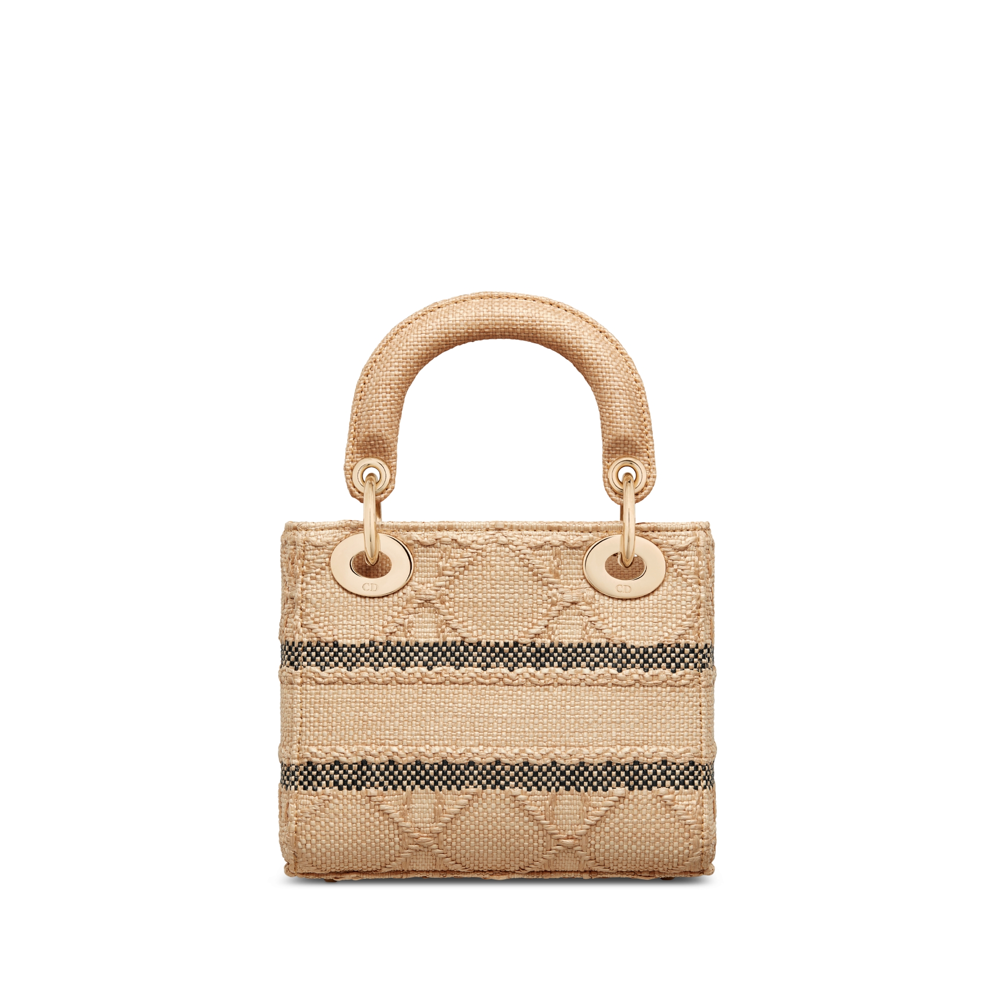 Mini Lady D-Lite Bag Natural Raffia-Effect Cannage Technical Fabric | DIOR