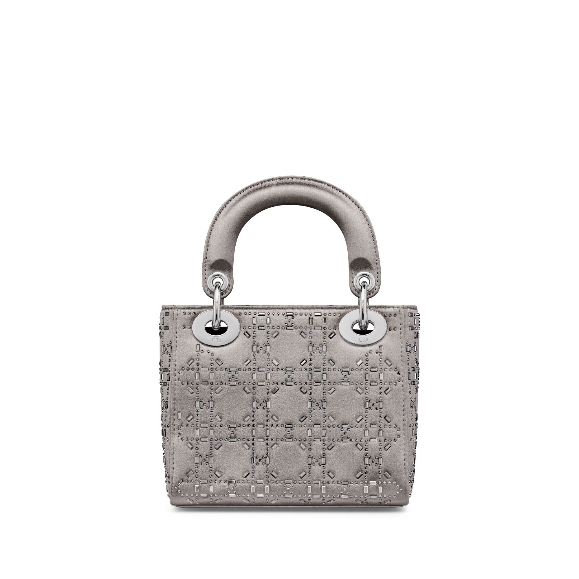 Mini Lady Dior Bag Gray Strass Cannage Satin | DIOR