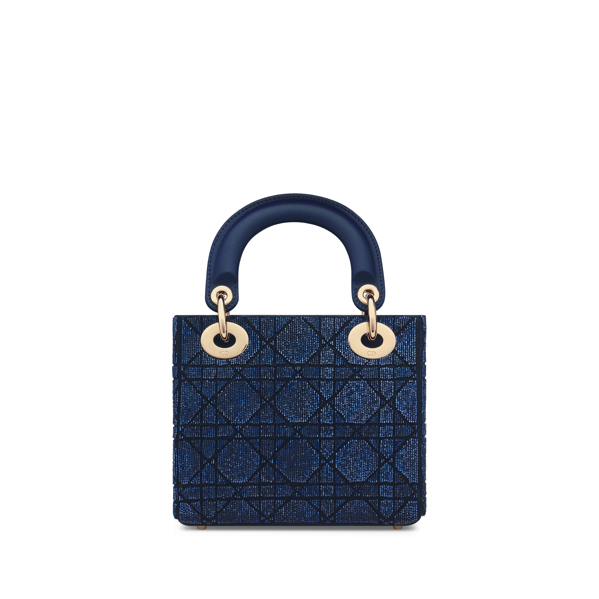 Mini Lady Dior Bag Deep Ocean Blue Microbead-Embroidered Cotton with ...