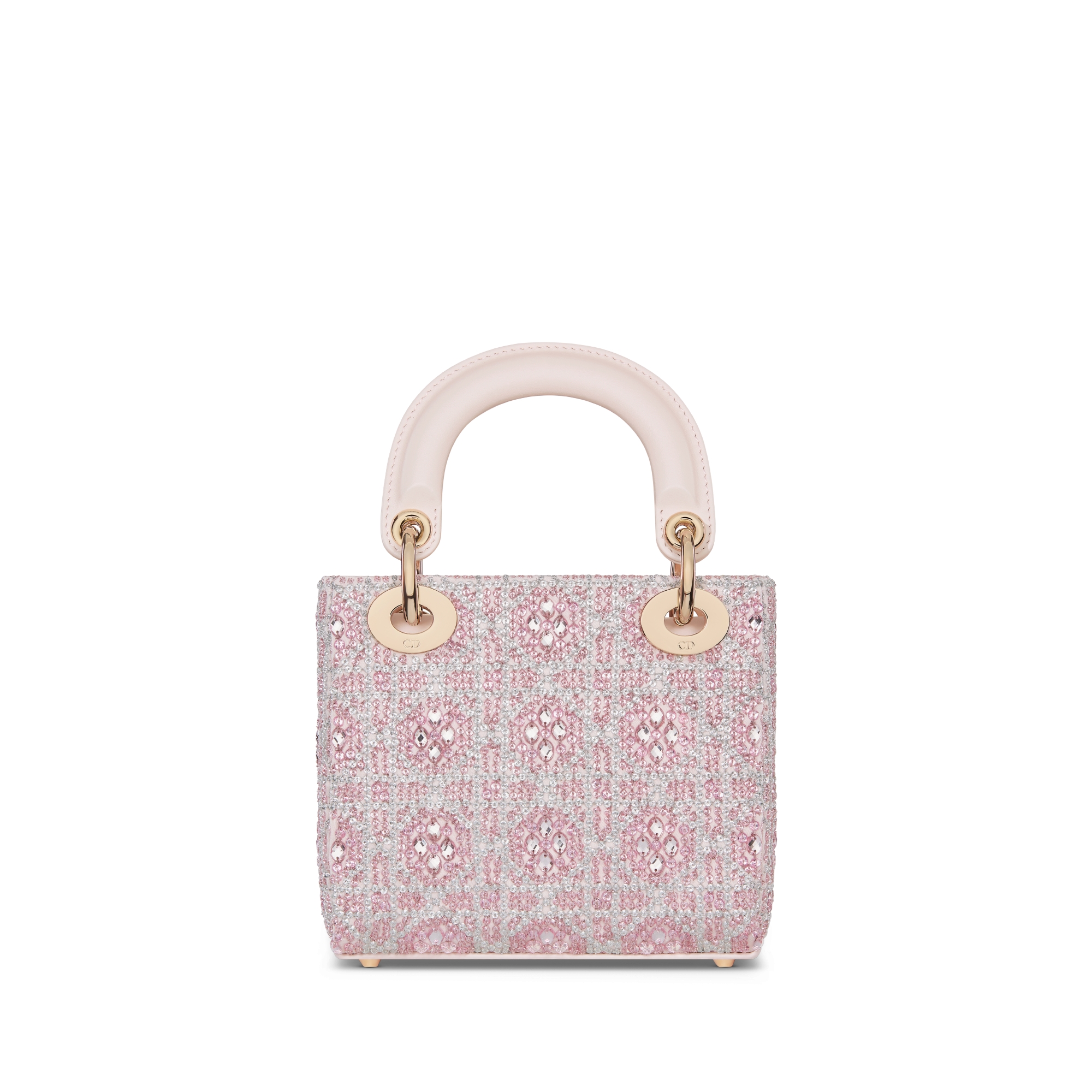 Mini Lady Dior Bag Cannage Embroidery with Pink Beads and Silver-Tone ...