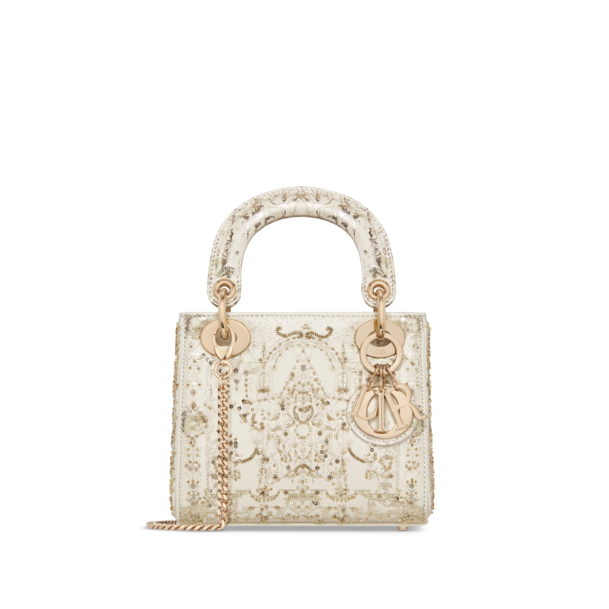 Bolsa Lady Dior míni Couro de vitelo latte com estampa Dioresque Stella ...