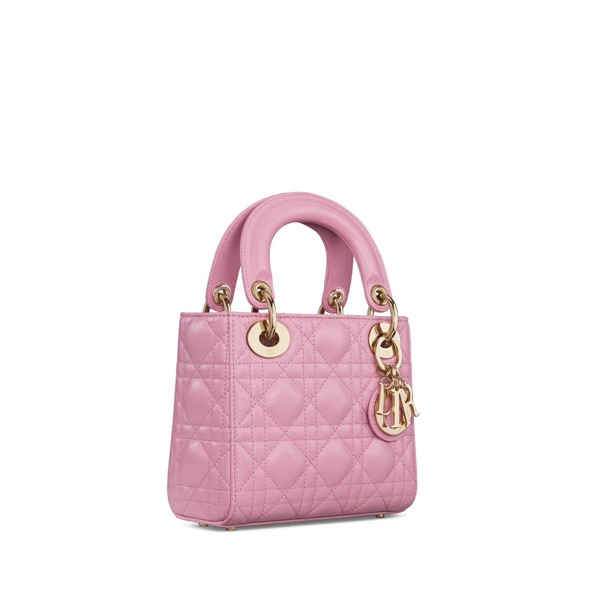 Mini Lady Dior-tas Hortensiaroze lamsleer met Cannage-motief | DIOR