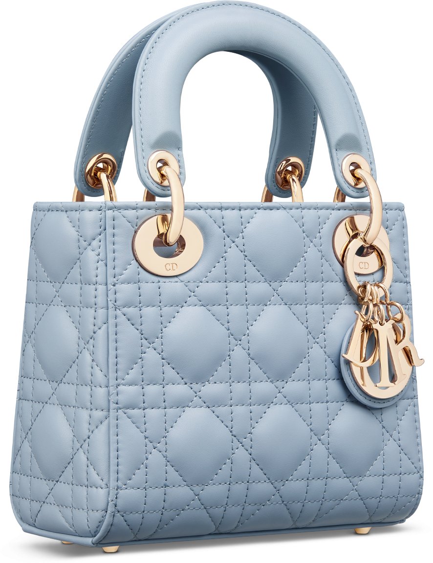 Borsa mini Lady Dior Pelle di agnello Cannage celeste | DIOR