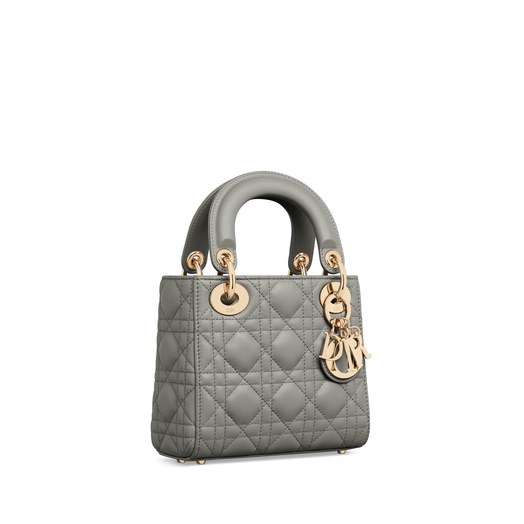 Mini Lady Dior Bag Stone Gray Cannage Lambskin | DIOR