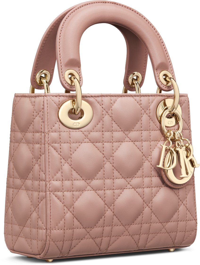 Mini Lady Dior-tas Blush lamsleer met Cannage-motief | DIOR