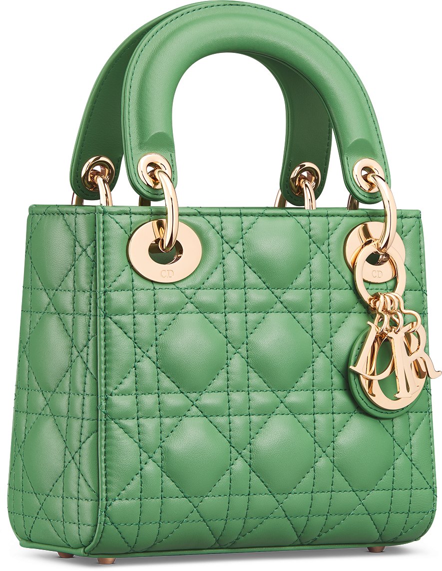 Mini Lady Dior-tas Jadegroen lamsleer met Cannage-motief | DIOR