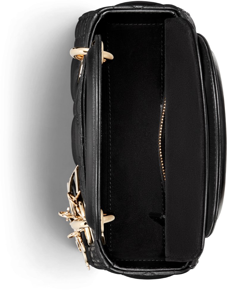 กระเป๋า Mini Lady Dior หนังแกะลาย Cannage สีดำ | DIOR