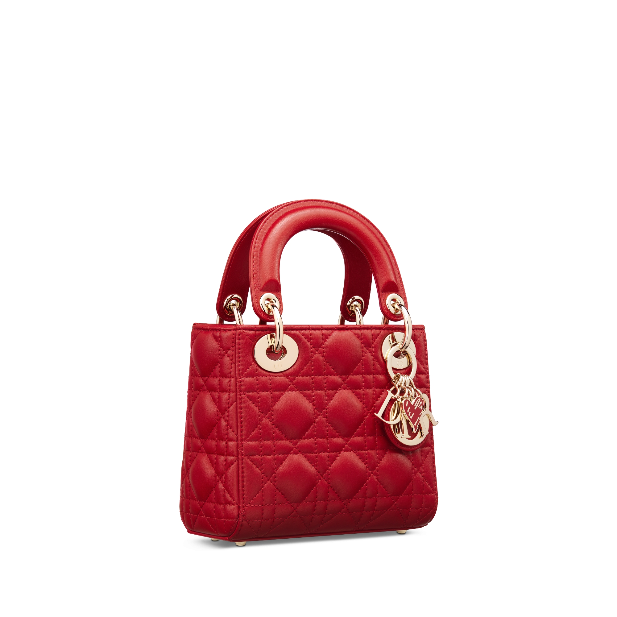 Sac Lady Dior Mini Dioramour Cuir d'agneau Cannage rouge | DIOR