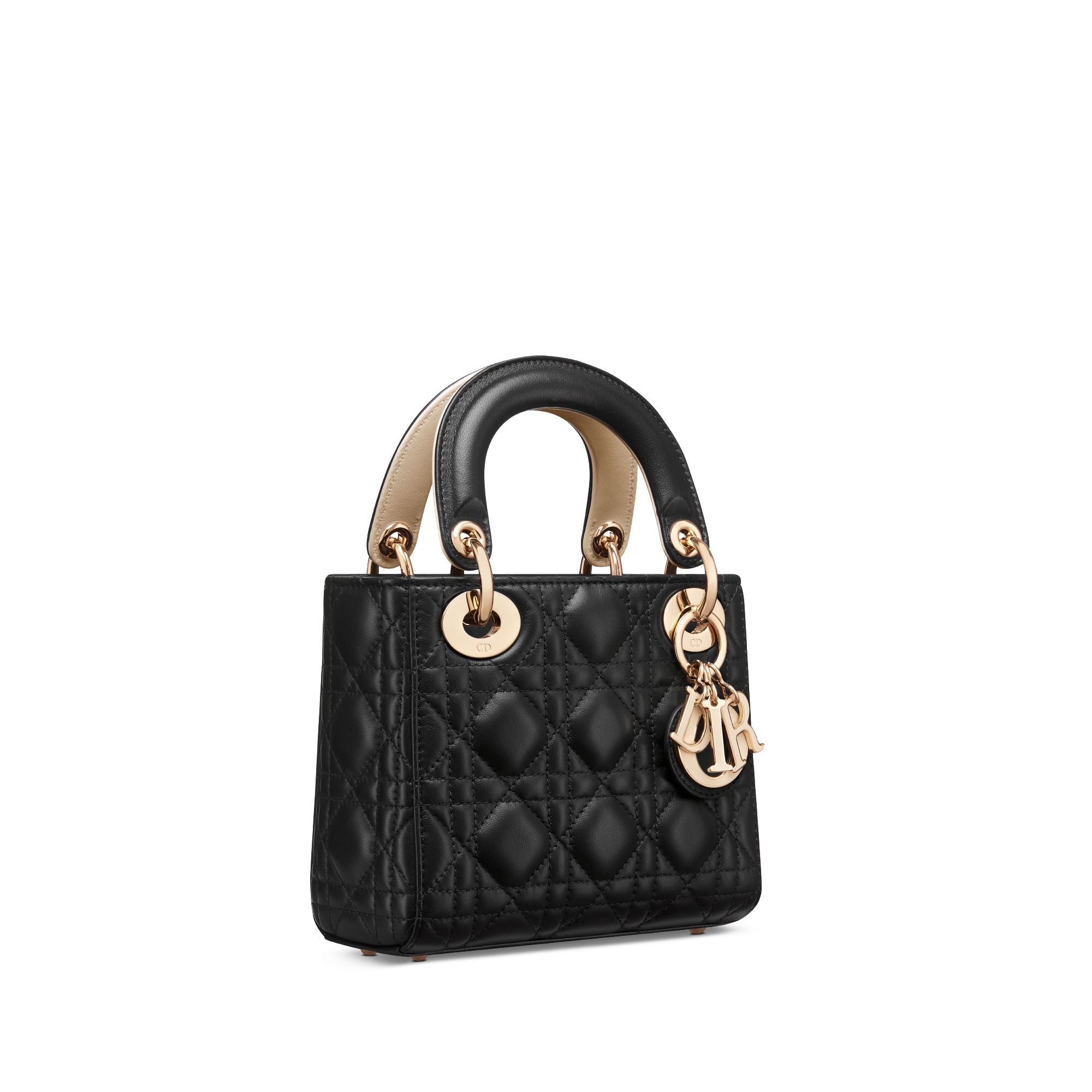 Mini Lady Dior Bag Two-Tone Black and Latte Lambskin | DIOR