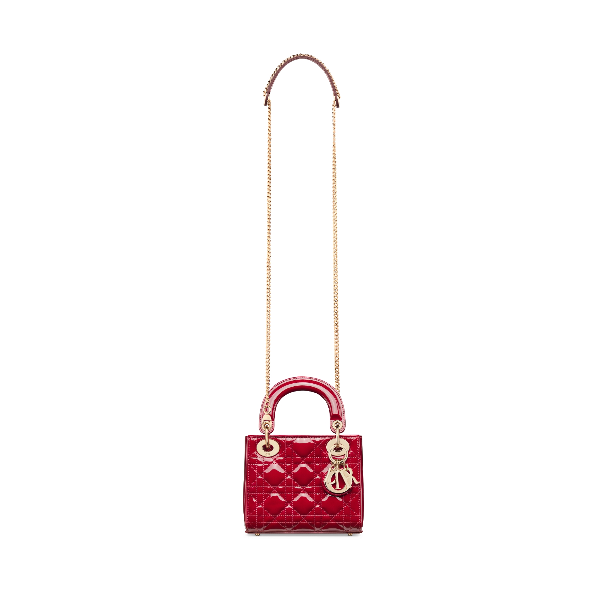 Mini Lady Dior Bag Cherry Red Patent Cannage Calfskin | DIOR
