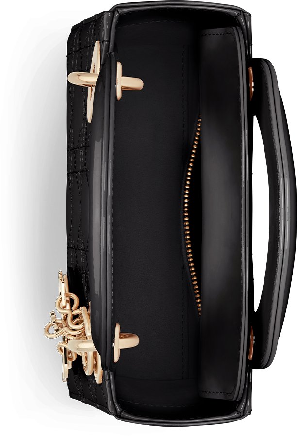 Borsa mini Lady Dior Pelle di vitello verniciata Cannage nera | DIOR