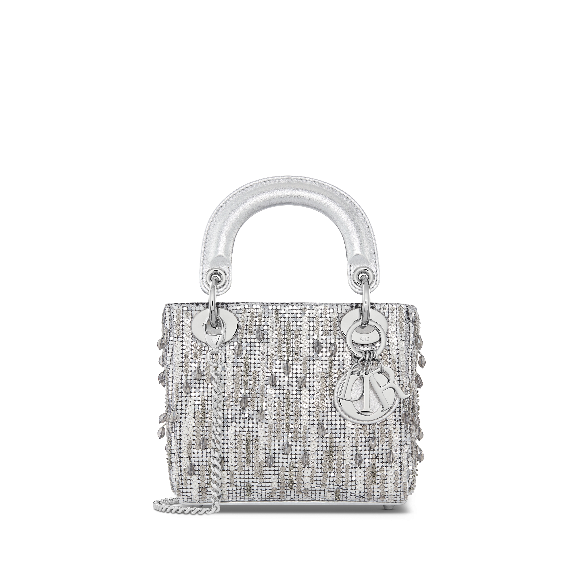 Mini Lady Dior Bag Silver-Tone Calfskin Covered in Metal Mesh with ...