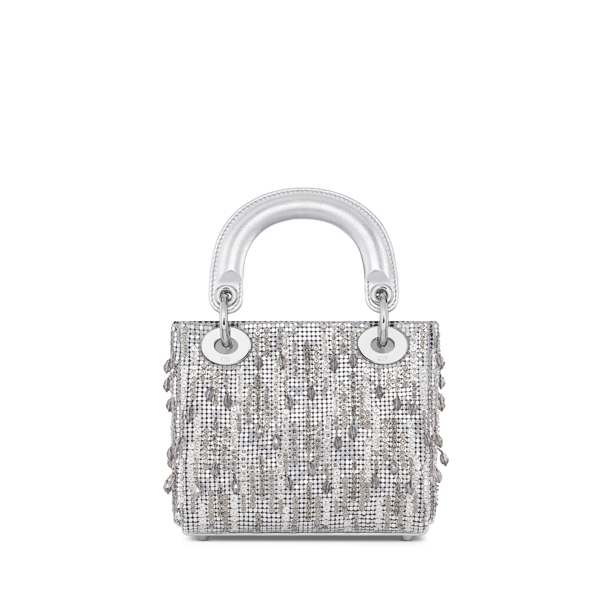 Mini Lady Dior Bag Silver-Tone Calfskin Covered in Metal Mesh with ...