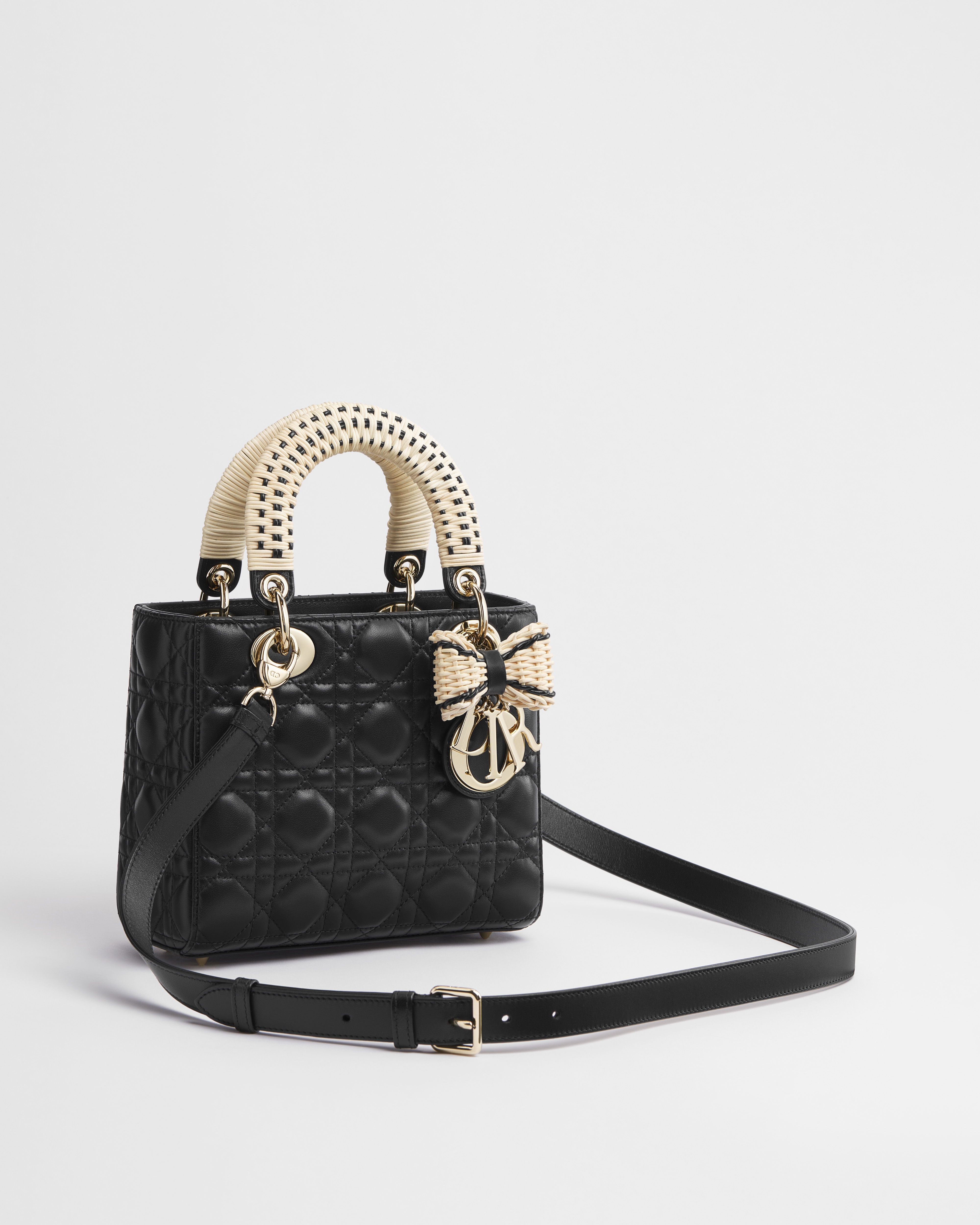 Sac Lady Dior Small à bandoulière Dioriviera Cuir d'agneau Cannage noir ...