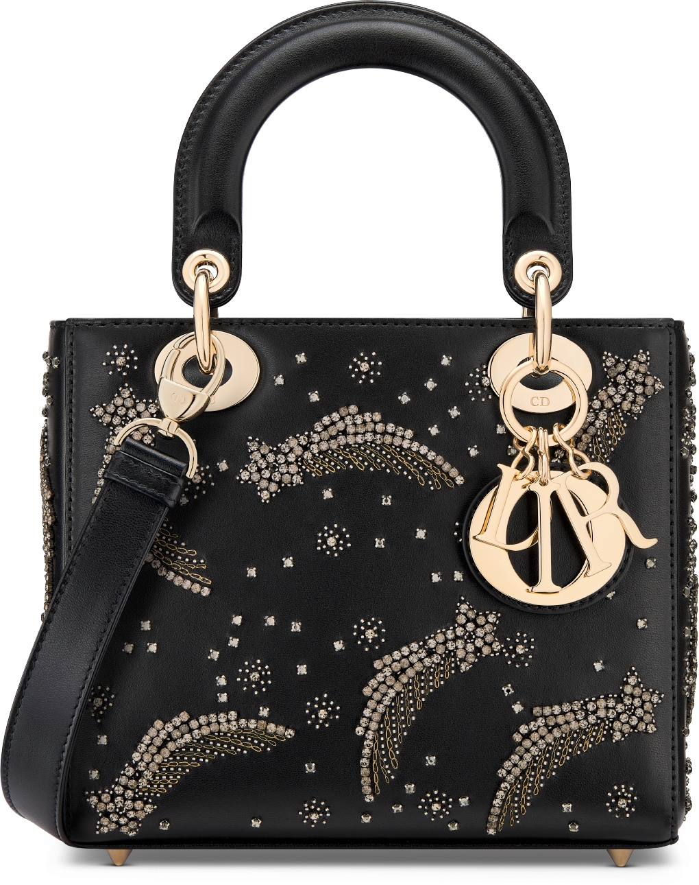 Lady Dior 스몰 백 블랙 양가죽 & 별똥별 자수 | DIOR