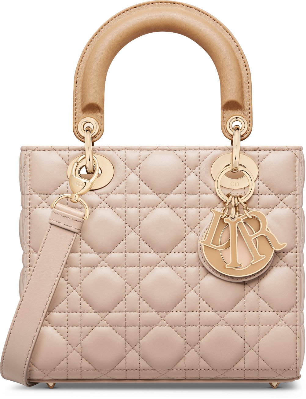 Small Lady Dior Bag Two-Tone Trench Beige and Biscuit Cannage Lambskin | DIOR