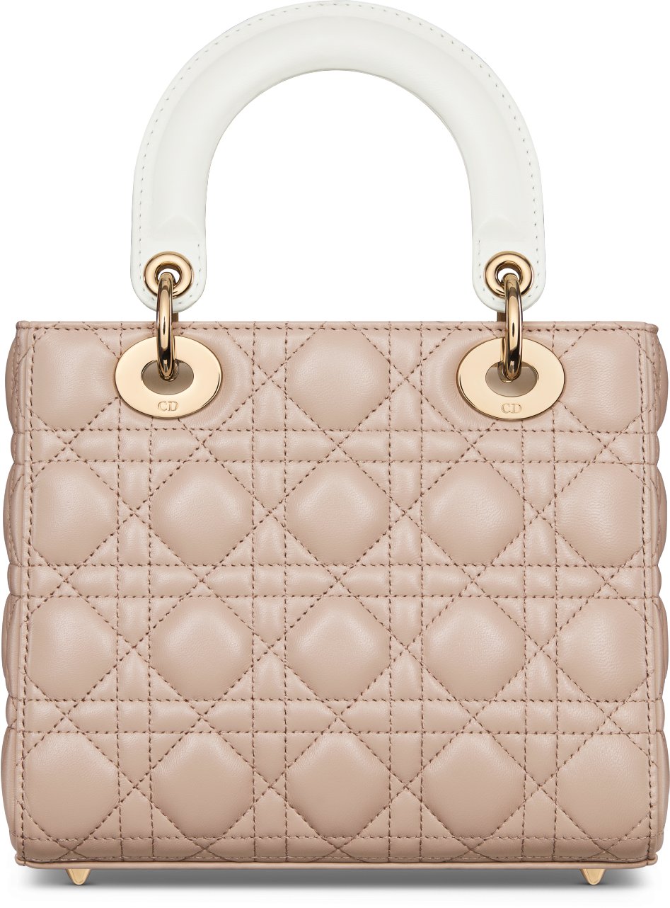 Sac Lady Dior Small Cuir d'agneau Cannage bicolore couleurs Trench et ...