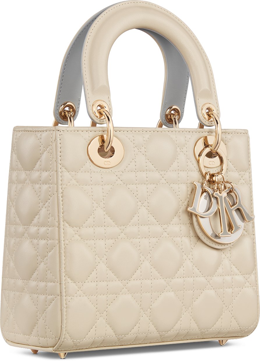 Small Lady Dior Bag Two-Tone Dusty Ivory and Cloud Gray Lambskin | DIOR