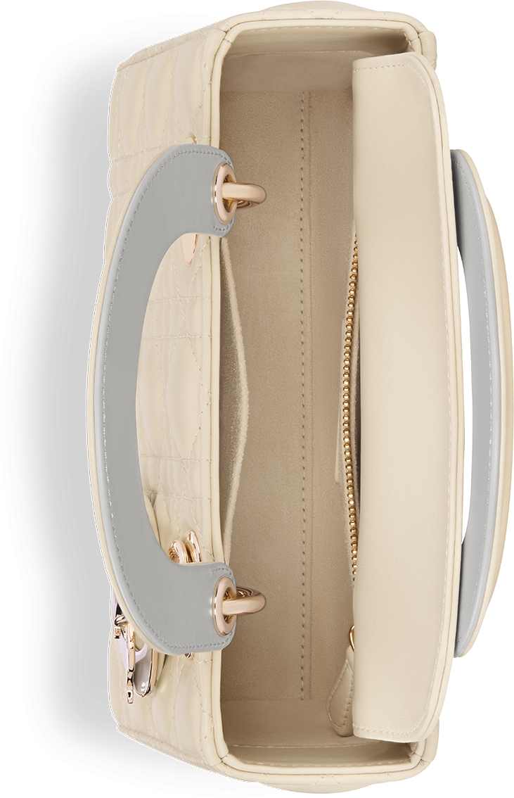 Sac Lady Dior Small Cuir d'agneau bicolore Dusty ivoire et gris Cloud ...