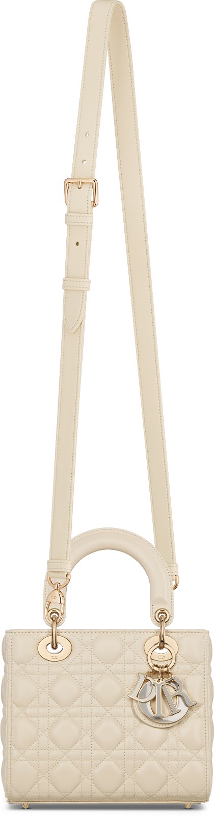 Small Lady Dior Bag Two-Tone Dusty Ivory and Cloud Gray Lambskin | DIOR