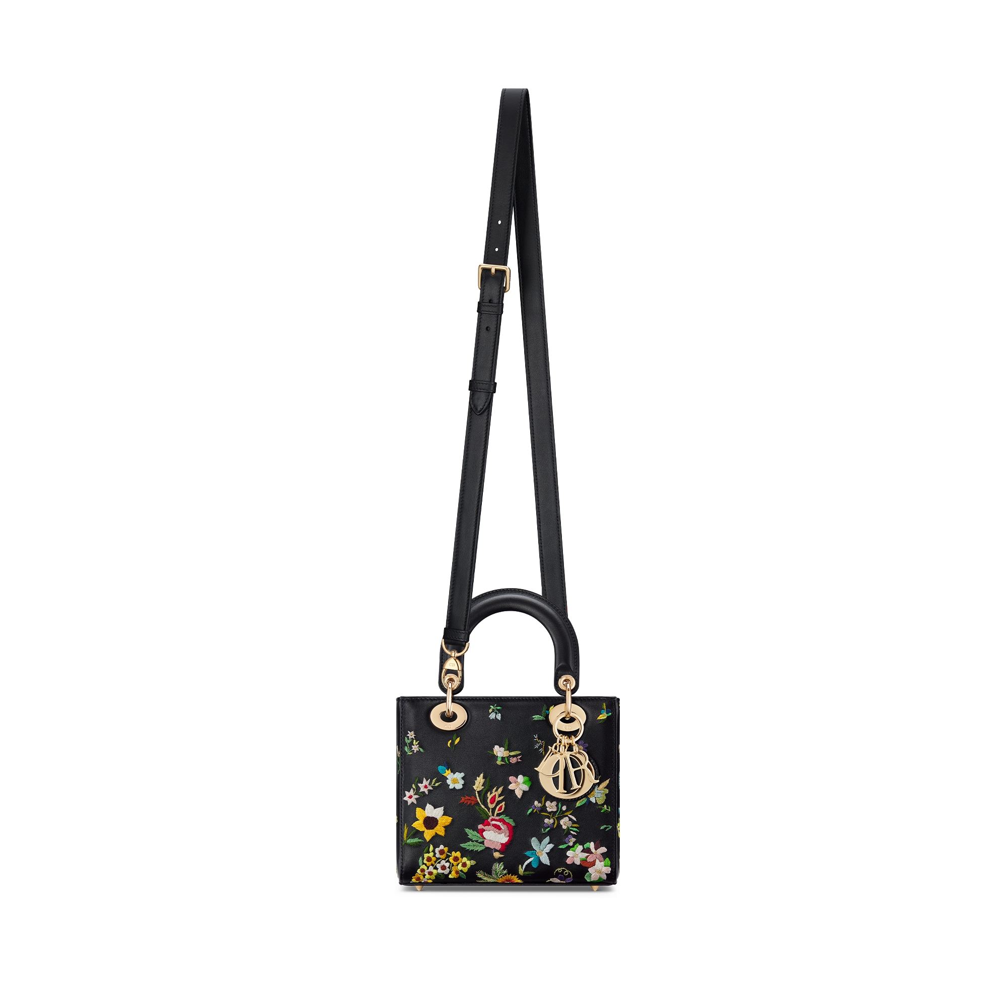 Small Lady Dior Bag Black Calfskin Embroidered with Multicolor Small ...