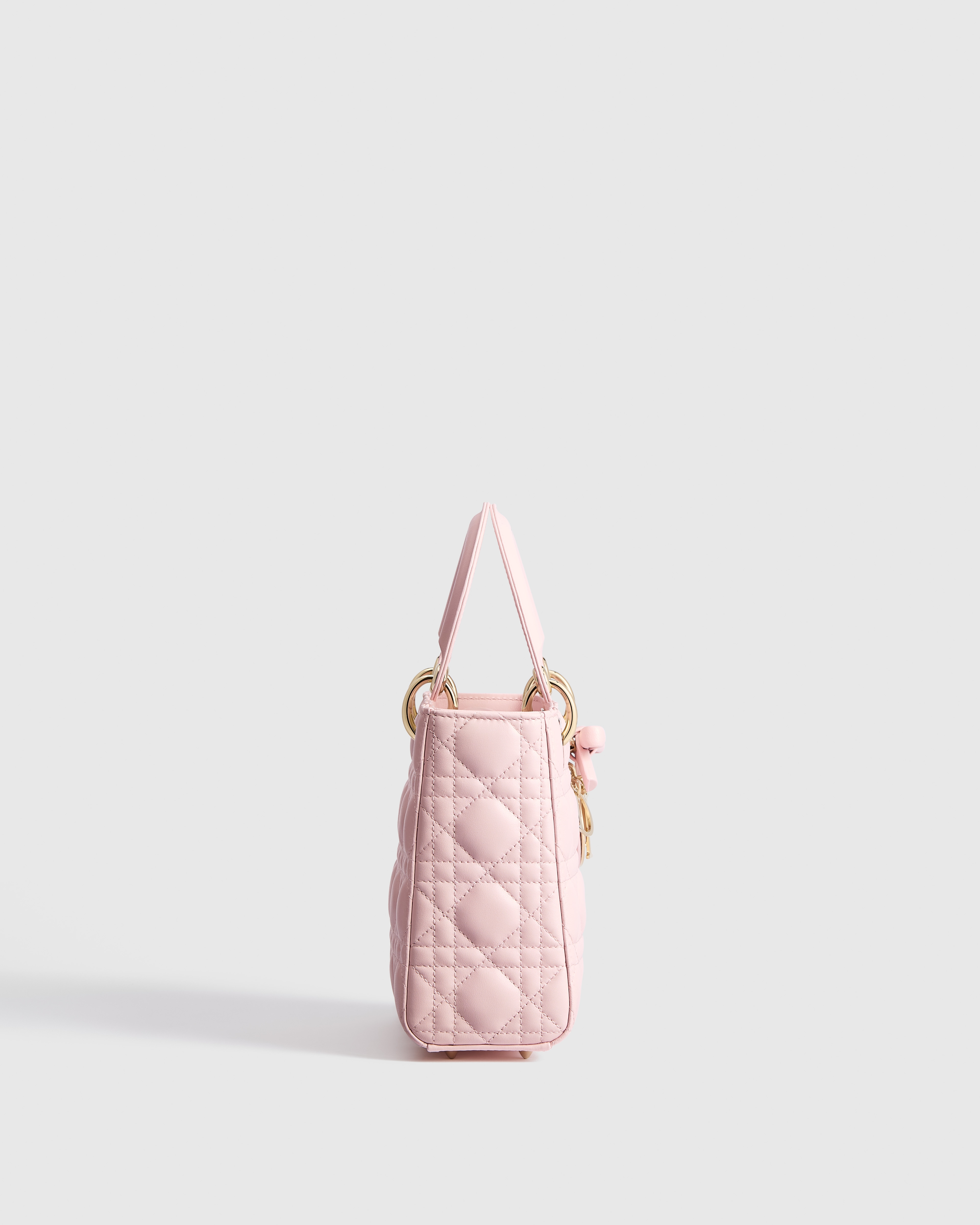 Small Lady Dior Bag with Strap Rose Soupir Cannage Lambskin | DIOR