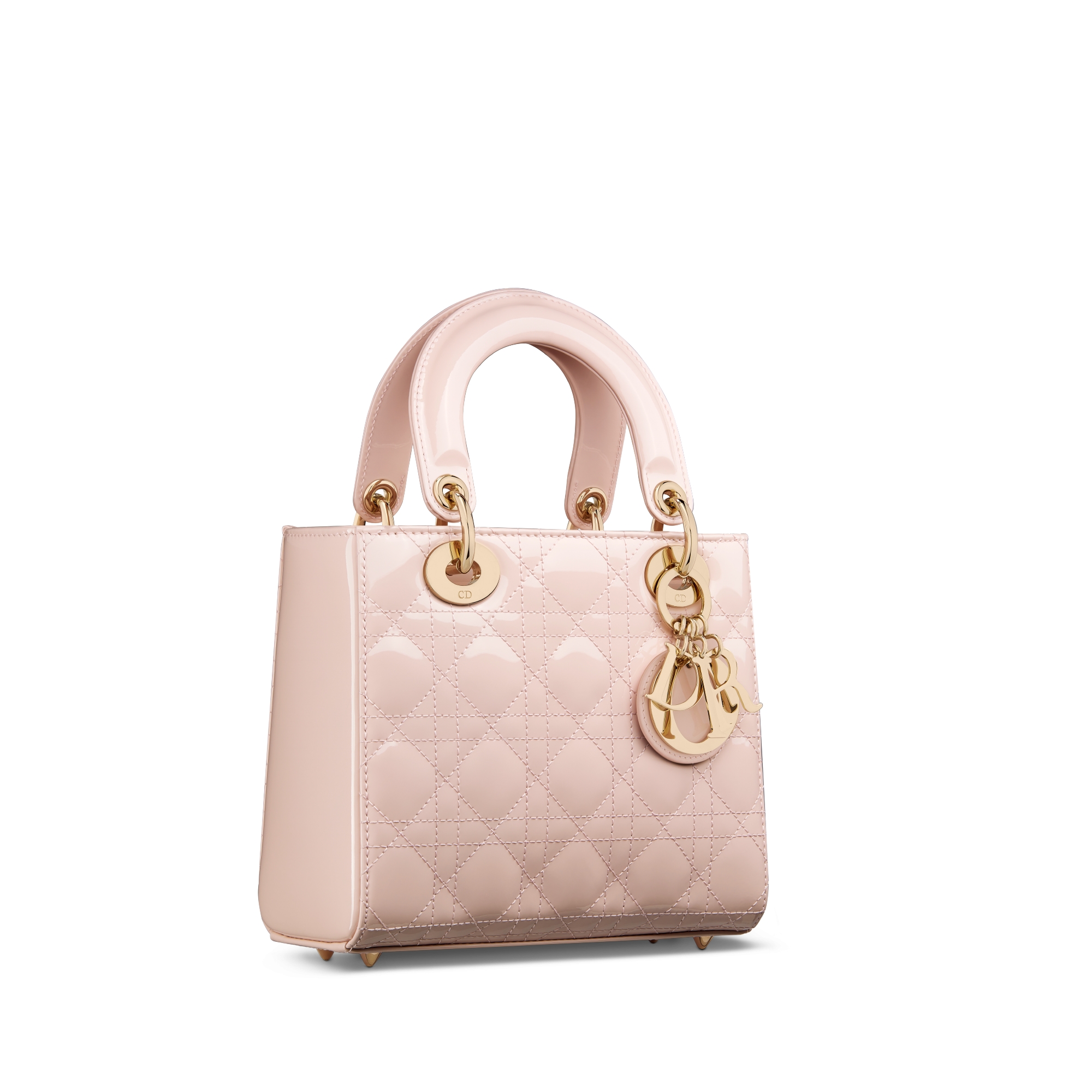 Small Lady Dior Bag Powder Pink Patent Cannage Calfskin | DIOR